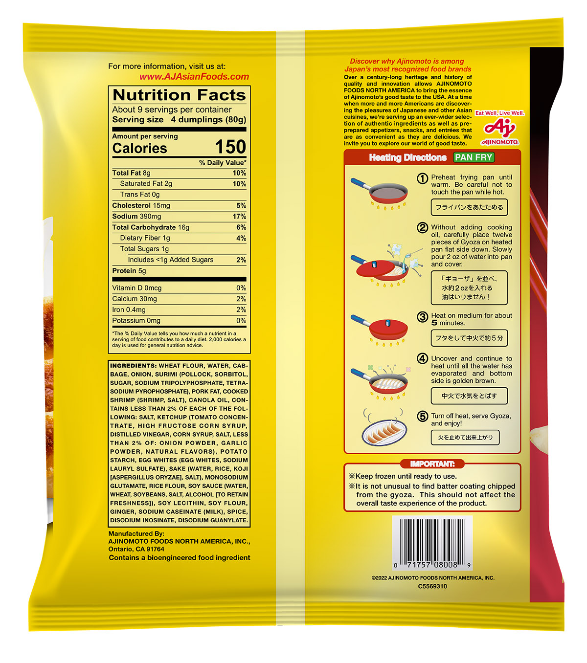 Seafood Gyoza Family Pack - AJINOMOTO® US - Authentic Japanese at home